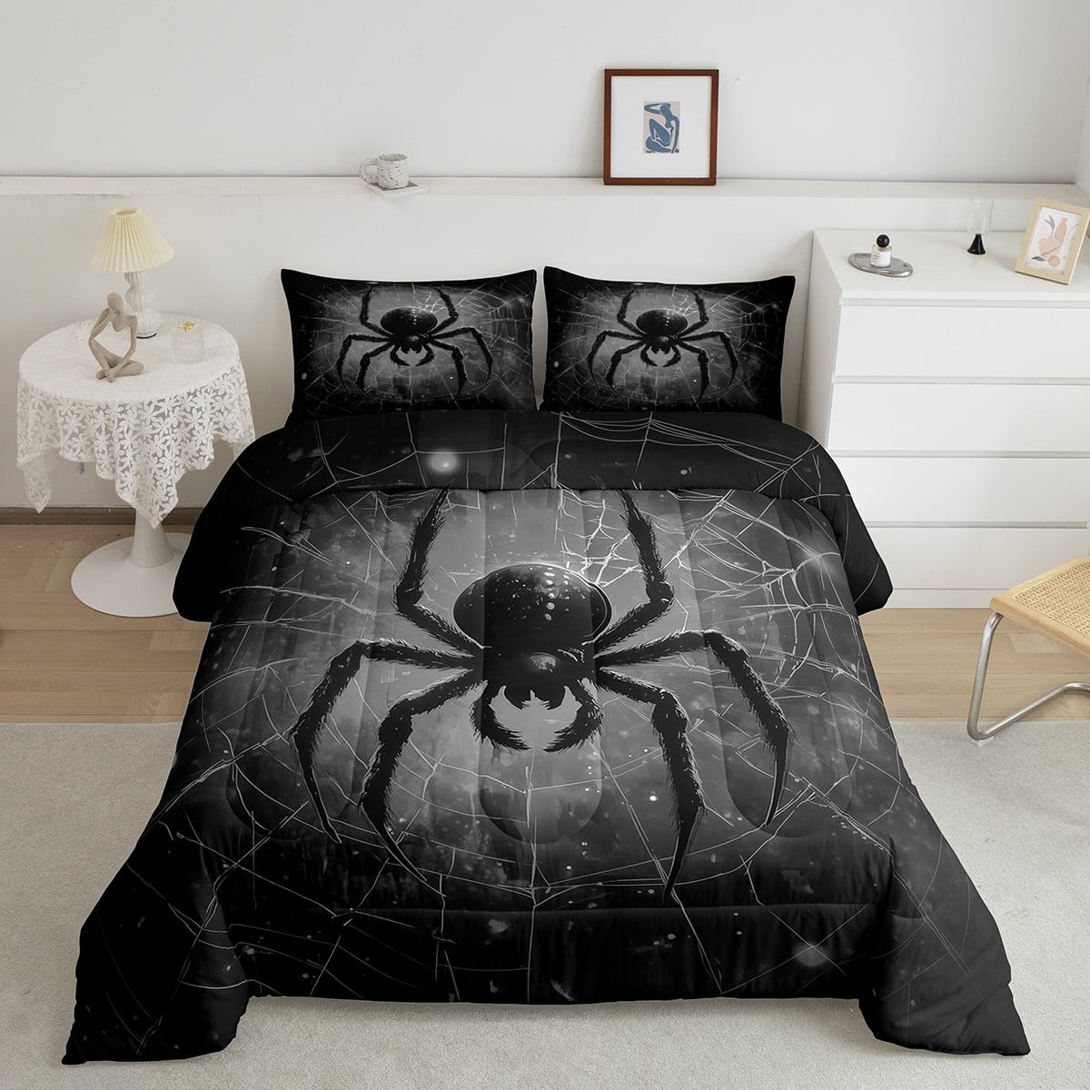 Erosebridal 3D Spider Bedding Full Comforter Set, Black Grey Duvet ...
