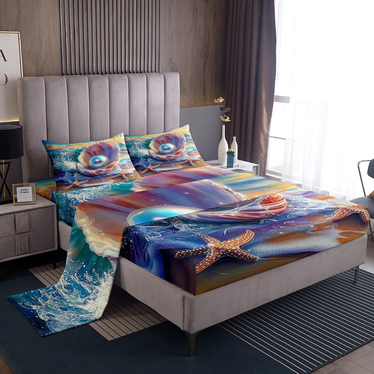 Erosebridal 3D Starfish Bed Sheets Set Twin Size, Chic Pearl Bed Sheets ...