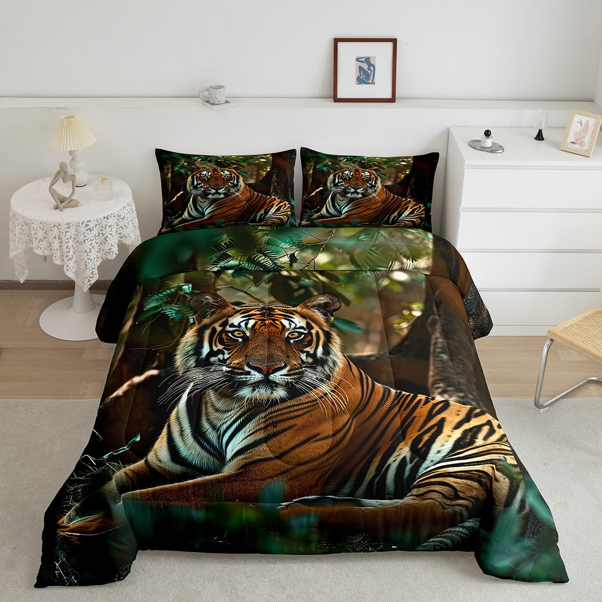 Erosebridal 3D Tiger Bedding Sets Queen with Comforter, Jungle Wildlife ...