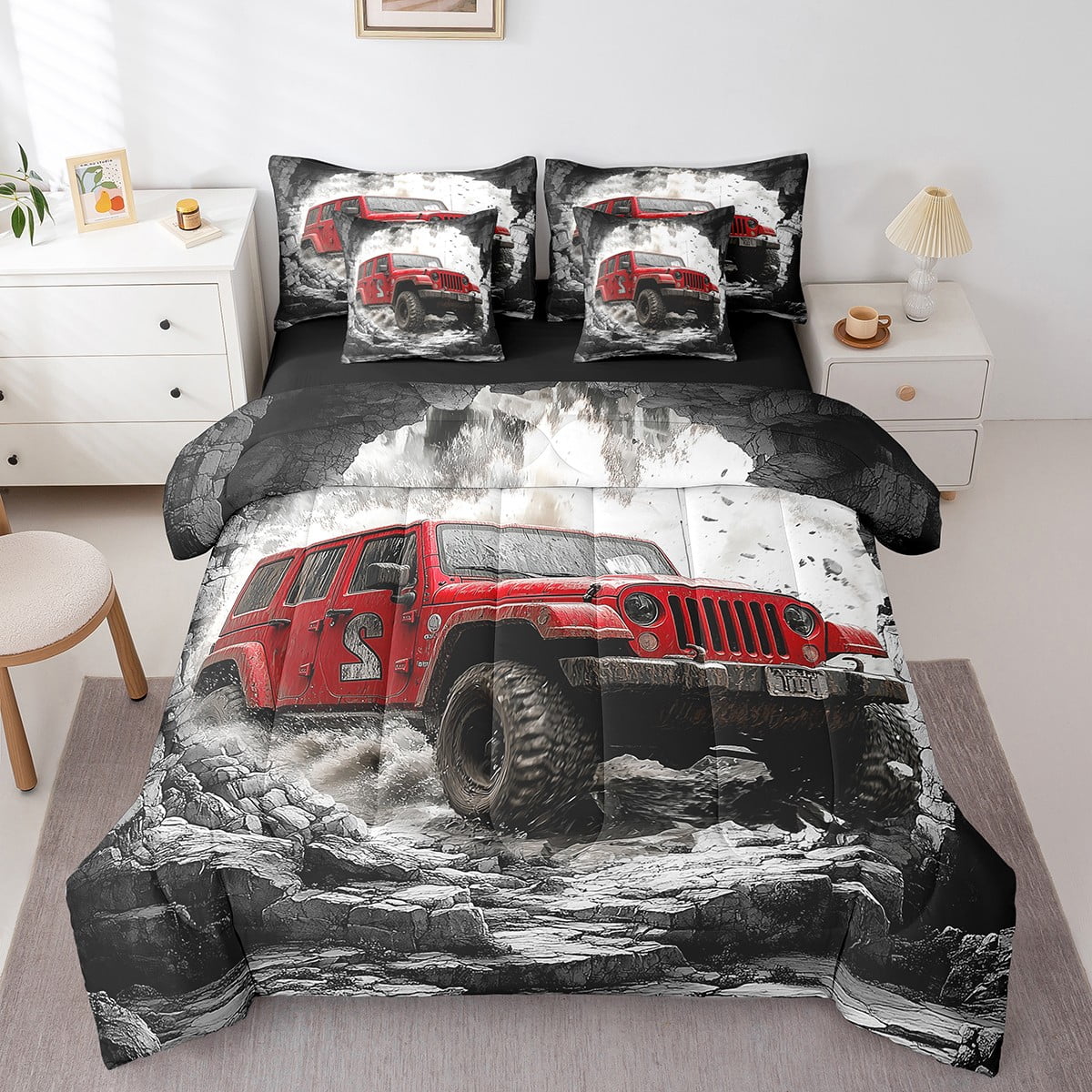 Erosebridal 3D Truck Print Bedding Sets Queen Size, Trackor Car ...