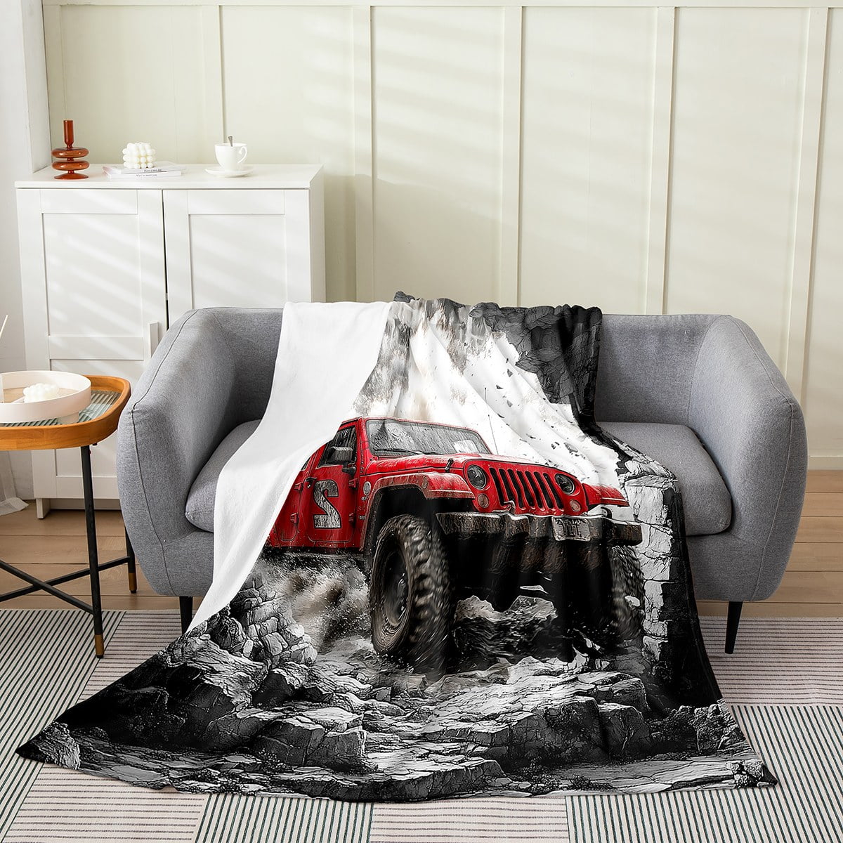 Erosebridal 3D Truck Print Flannel Blanket, Trackor Car Sherpa Throw ...