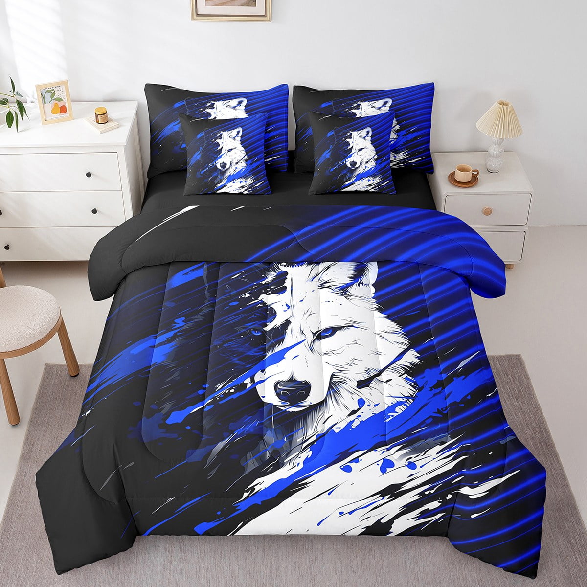 Erosebridal 3D Wolf Bedding Sets King Size, Woodland Animal Comforter ...