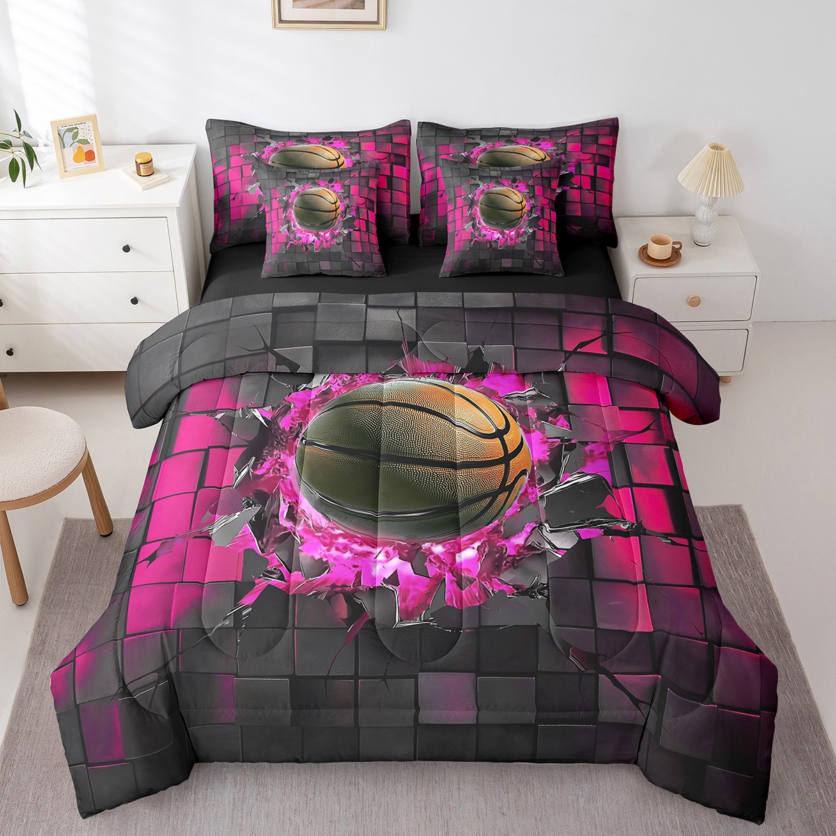 Erosebridal 3D basketball Bedding Sets Twin Size for Kids, Sport Player ...