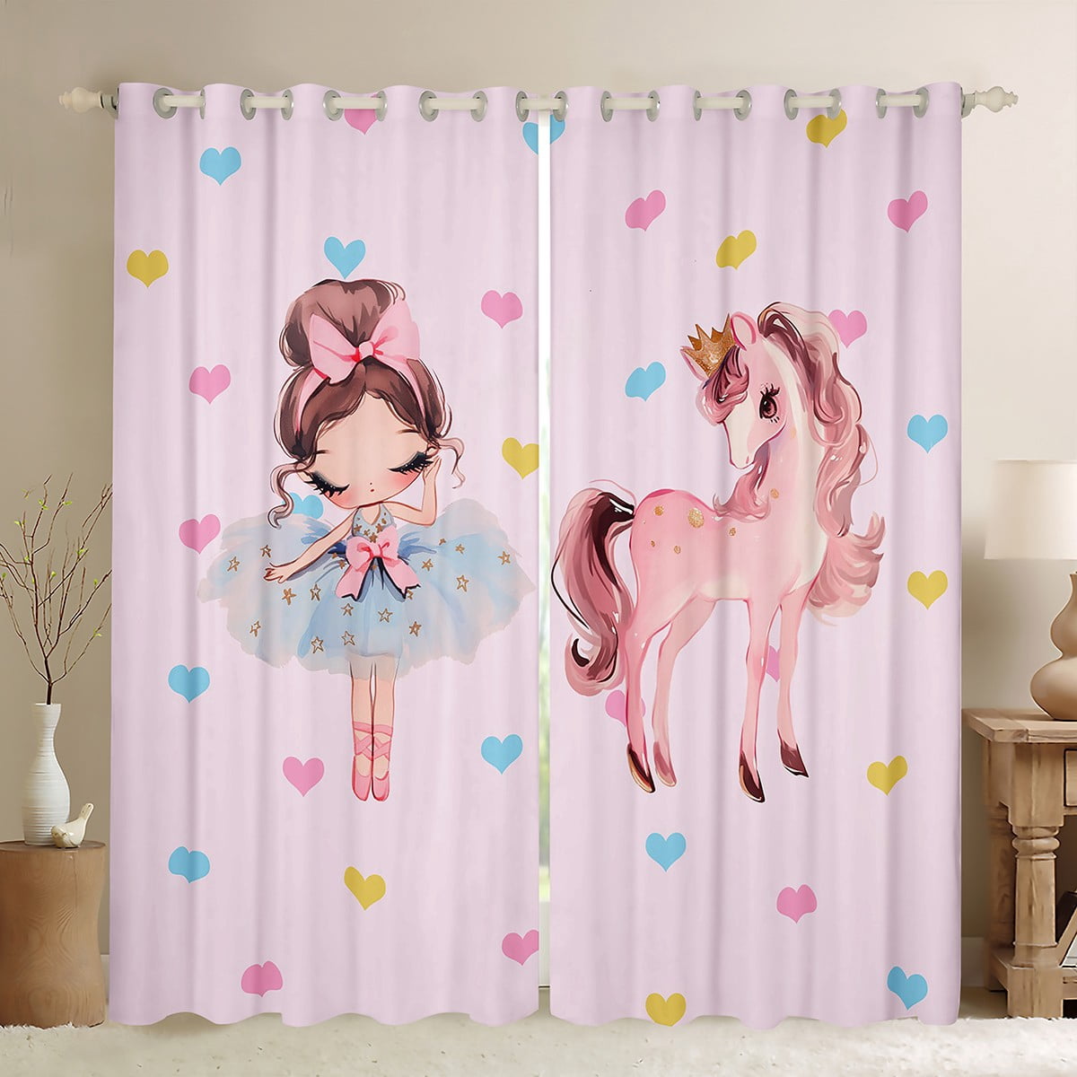 Erosebridal (42Wx84L) inch Princess Curtain,Cute Love Heart Window ...