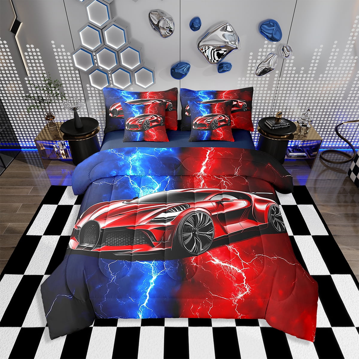 Erosebridal 7 Piece Bed in a Bag Full Size Comforter Set Racing Car ...
