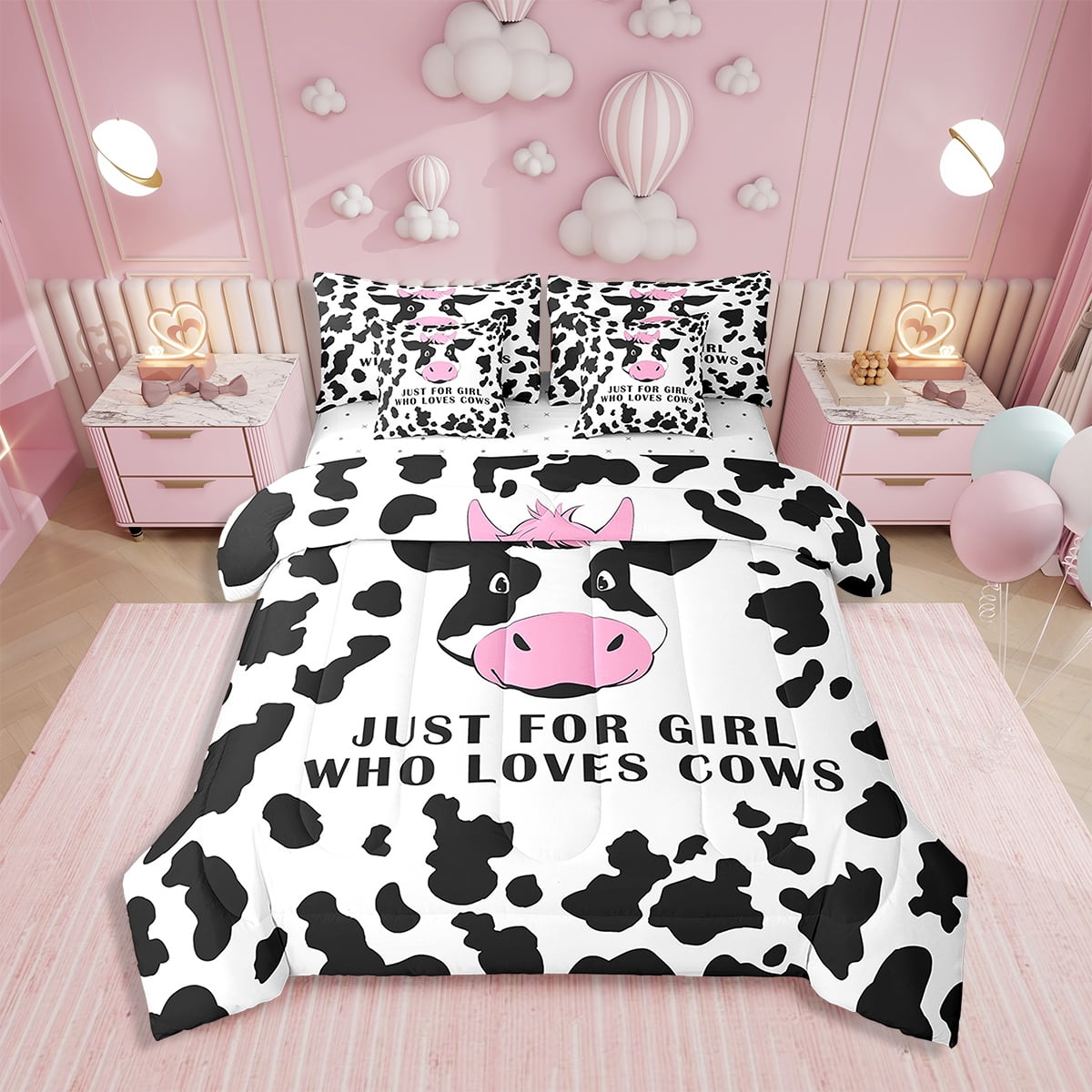 Erosebridal 7 Piece Bed in a Bag Twin Size Comforter Set Black White ...