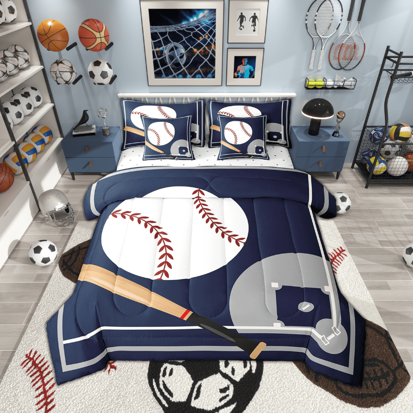 Erosebridal 7 Piece Twin Baseball Bedding Sets ,Sports Comforter Set ...