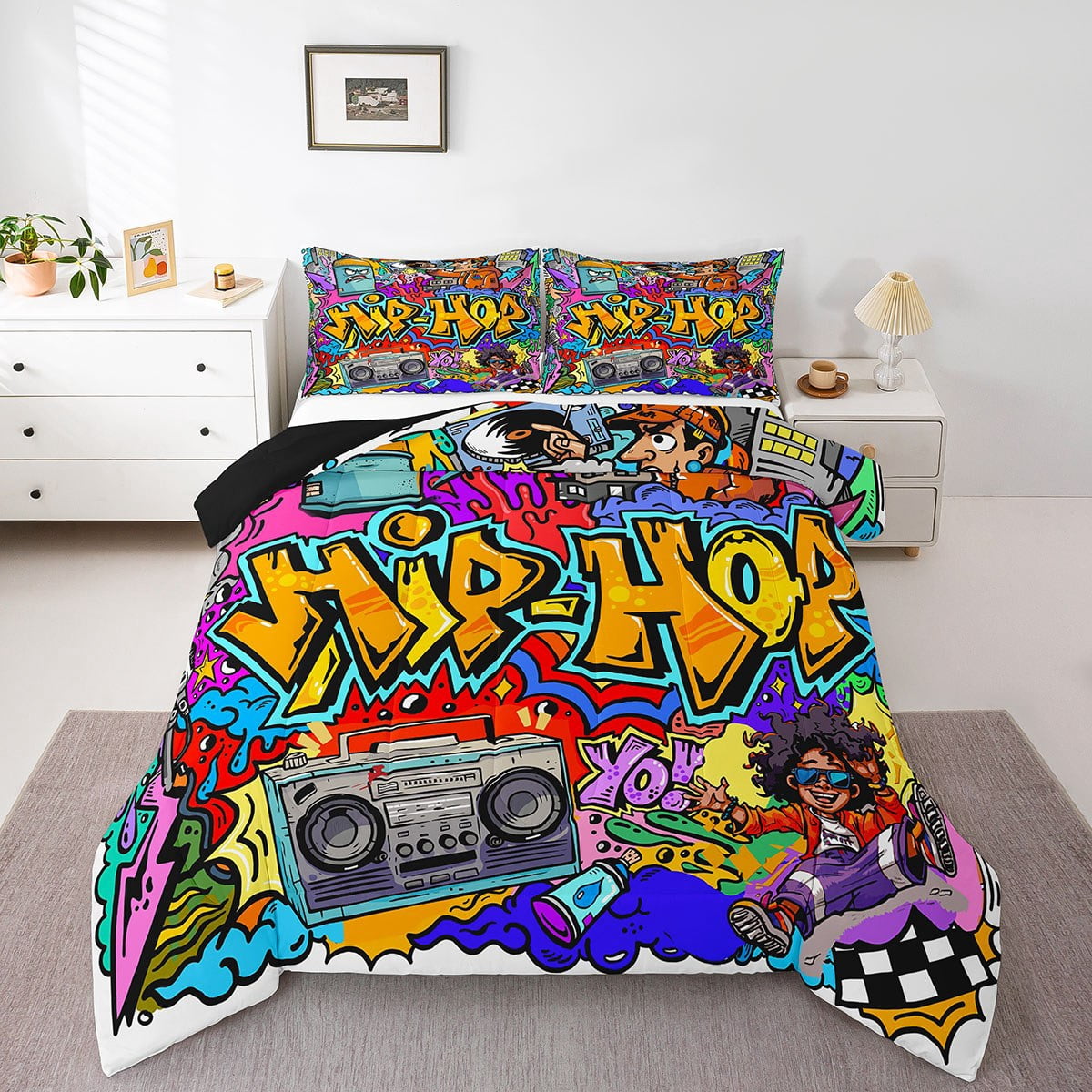 Erosebridal 70s 80s Hip Hop Comforter Sets, 1970s 1980s Radio Music ...