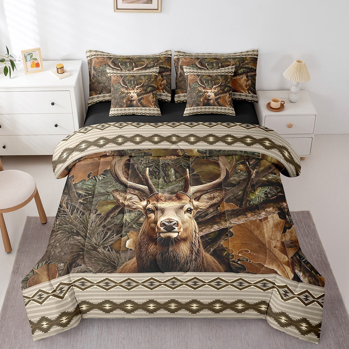 Erosebridal 7Pcs Deer Bedding Set,King Size Comforter Set with Sheets ...