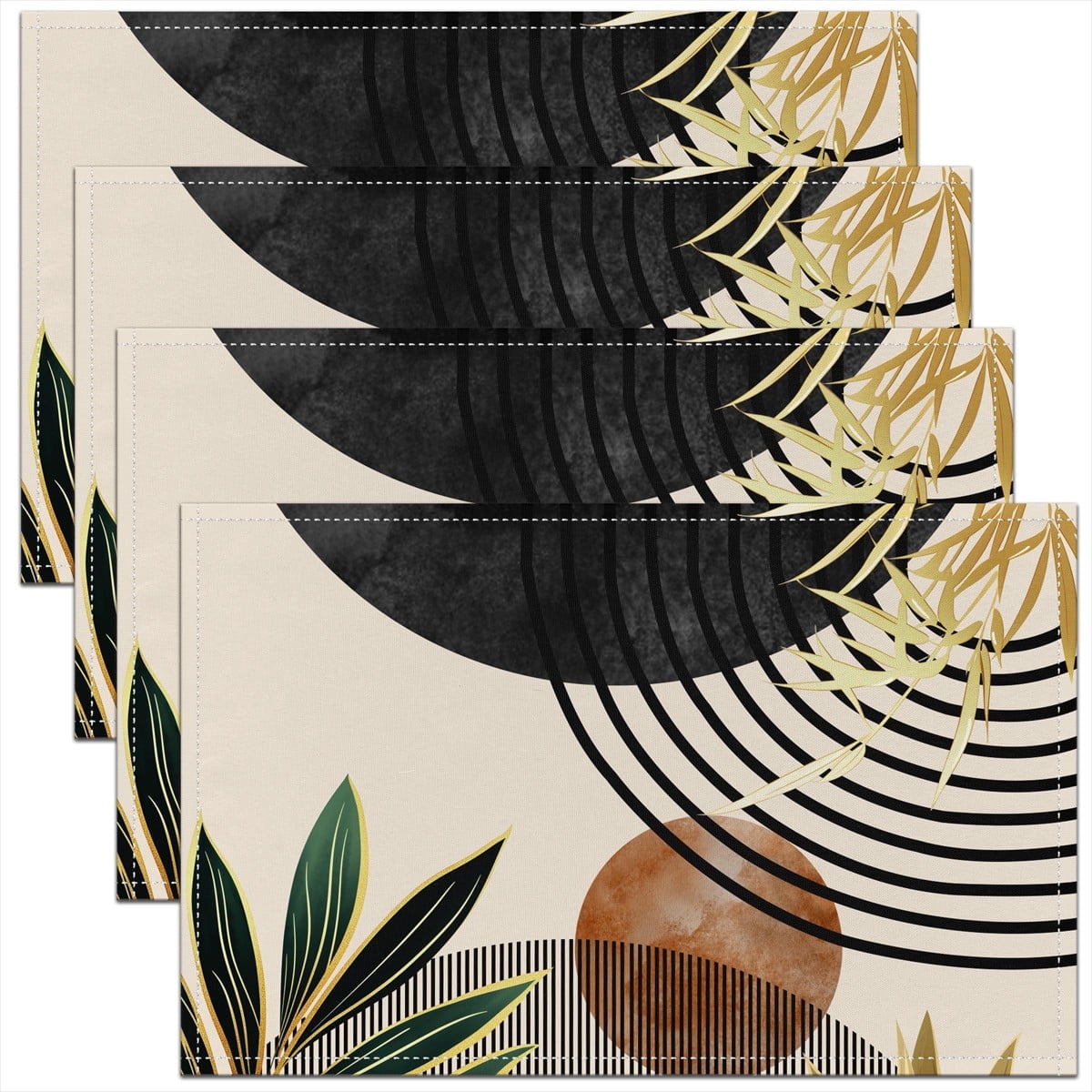 Erosebridal Abstract Art Place Mats Set of 4 for in Door Dinning, Mid Century Table Place Mats ...
