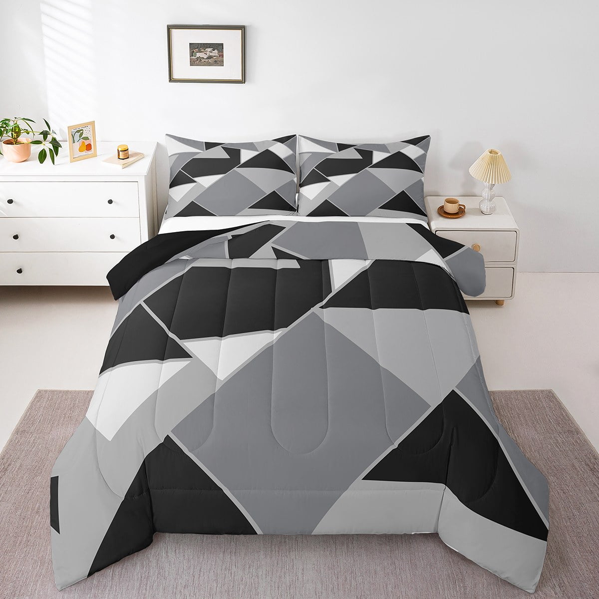 Erosebridal Abstract Geometric Bedding Sets Full With Comforter,Mid ...