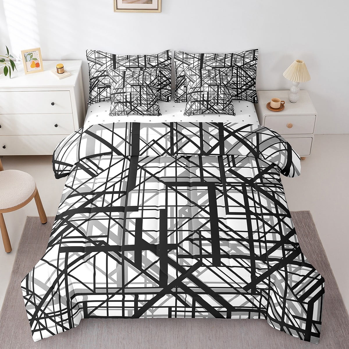 Erosebridal Abstract Lines Bedding Sets Twin Size, Modern Aesthetic Art ...