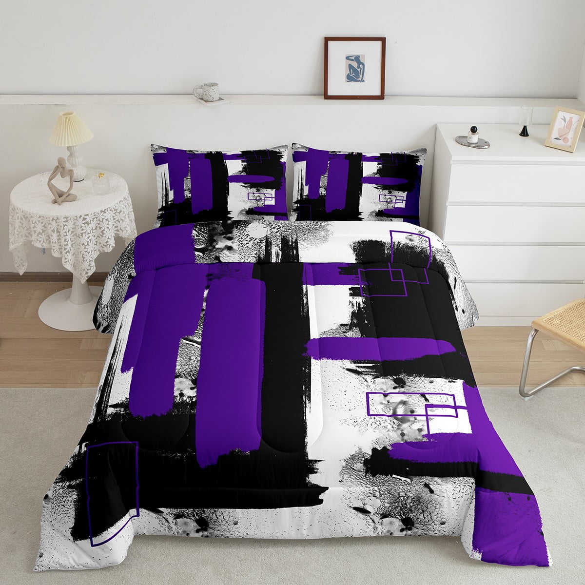 Erosebridal Abstract Splatter Ink Bedding Full Comforter Set,Modern ...