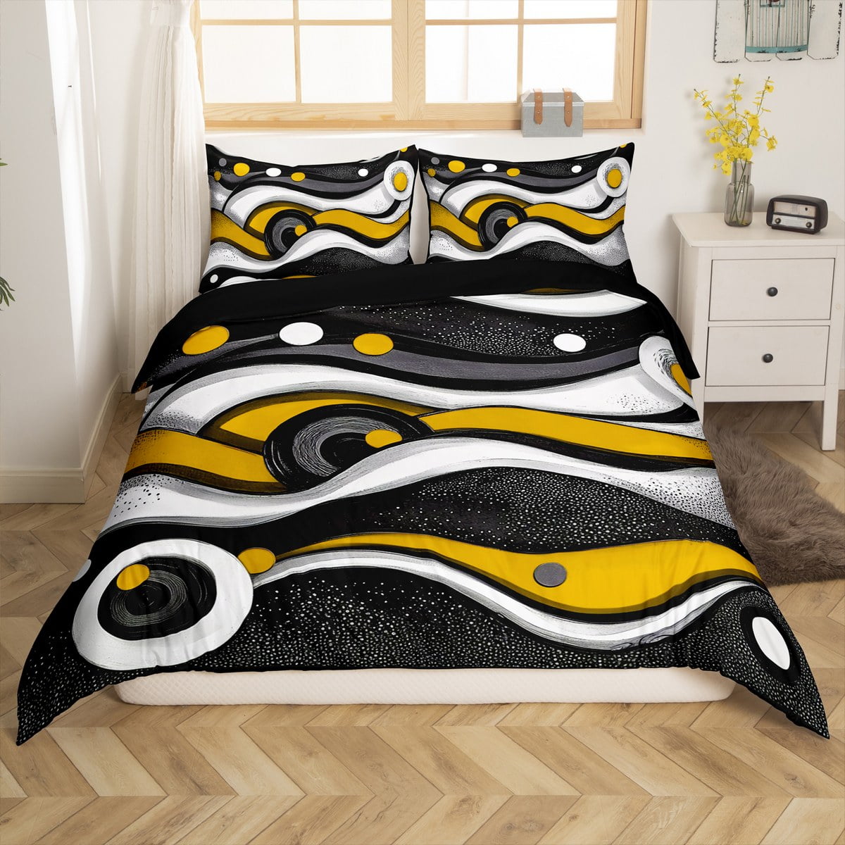 Erosebridal Abstract Stripes Comforter Cover Twin,Geometric Circle ...