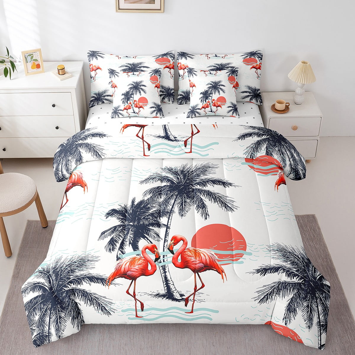 Erosebridal Aesthetic Flamingo Bedding Twin Size, Tropical Animal ...
