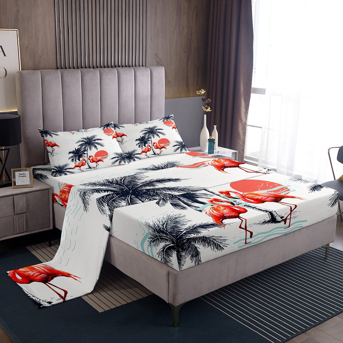 Erosebridal Aesthetic Flamingo Sheet Set Twin, Tropical Animal Wildlife ...