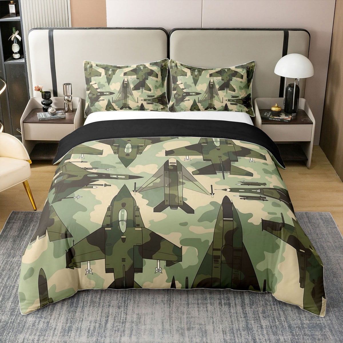 Erosebridal Aircraft 100% Cotton Duvet Cover Full Size for Teens, Army ...
