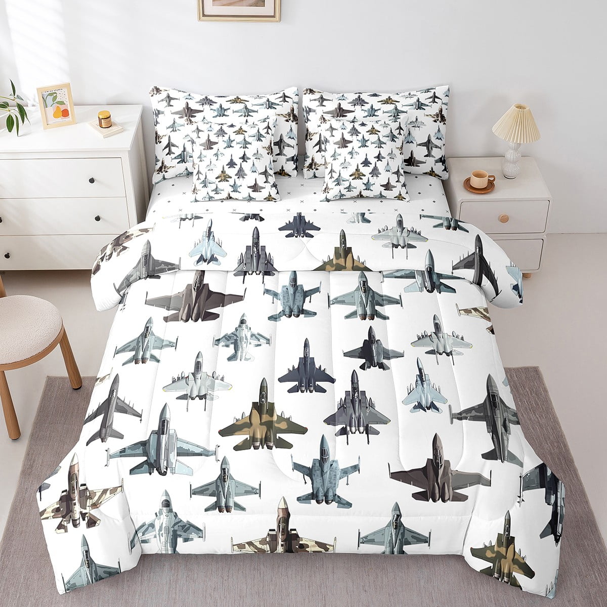 Erosebridal Aircraft Bedding Sets Twin Size, Cartoon Airplane Comforter ...