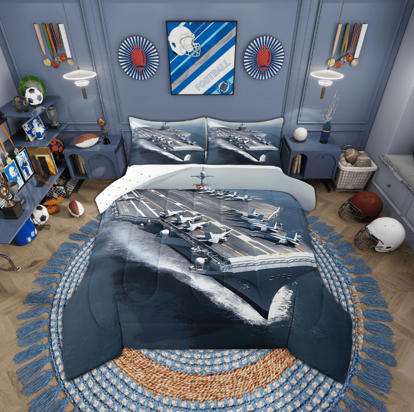 Erosebridal Aircraft Carrier Bedding King Comforter Set, Airplane ...