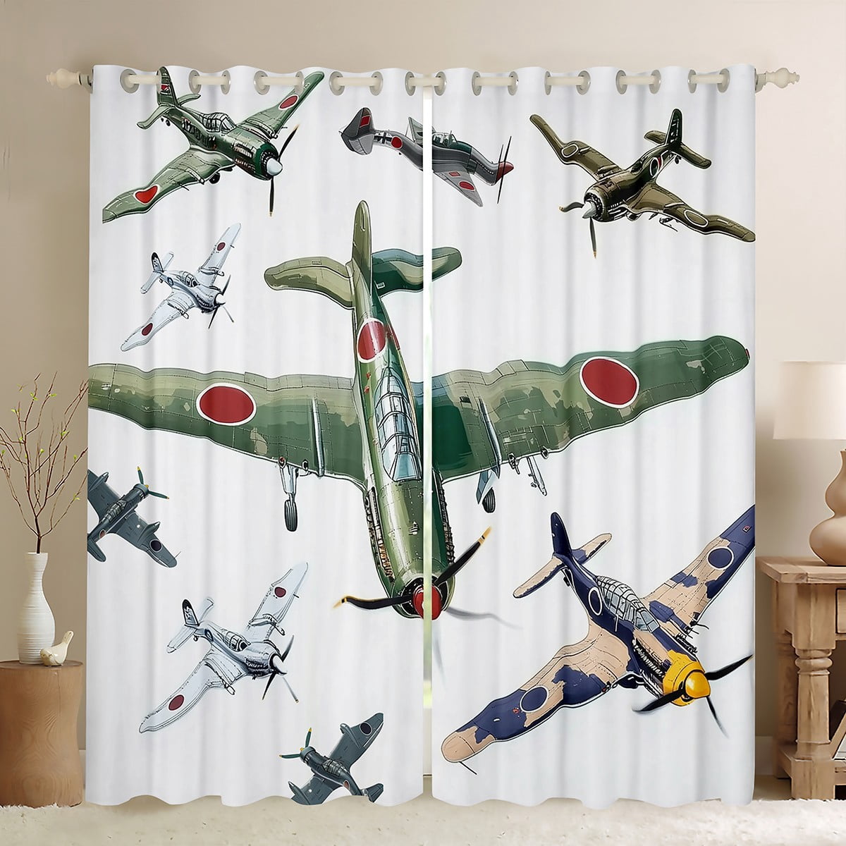 Erosebridal Aircraft Curtains for Living Room, Cartoon Plane 30%-50% ...