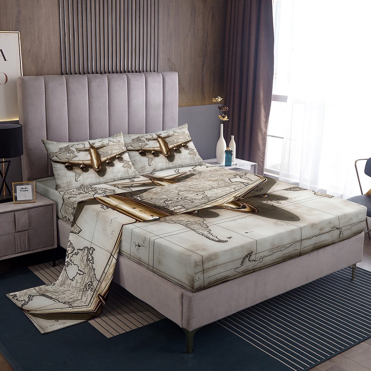 Erosebridal Airplane Aircraft Bed Sheets Set Queen Size,Army Fighter ...