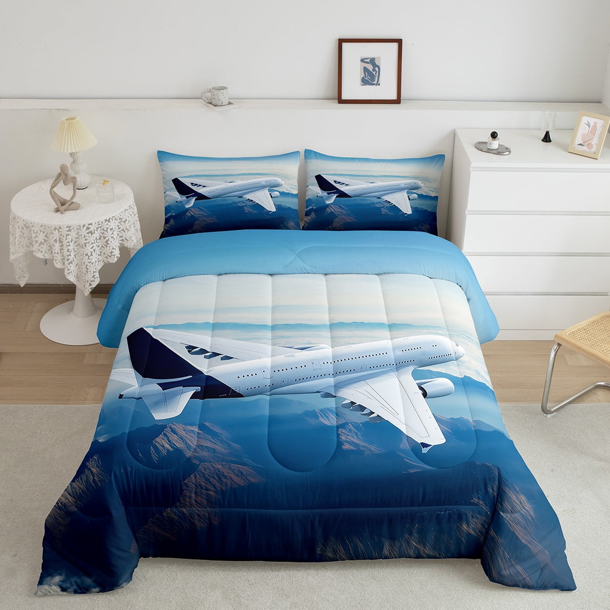 Erosebridal Airplane Comforter Sets Queen Size,Aircraft Plane ...