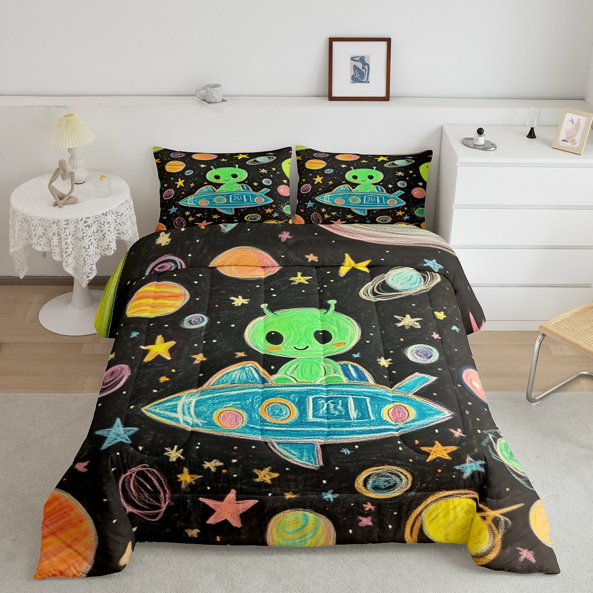 Erosebridal Alien Printed Comforter Galaxy Outer Space Themed Full Size ...