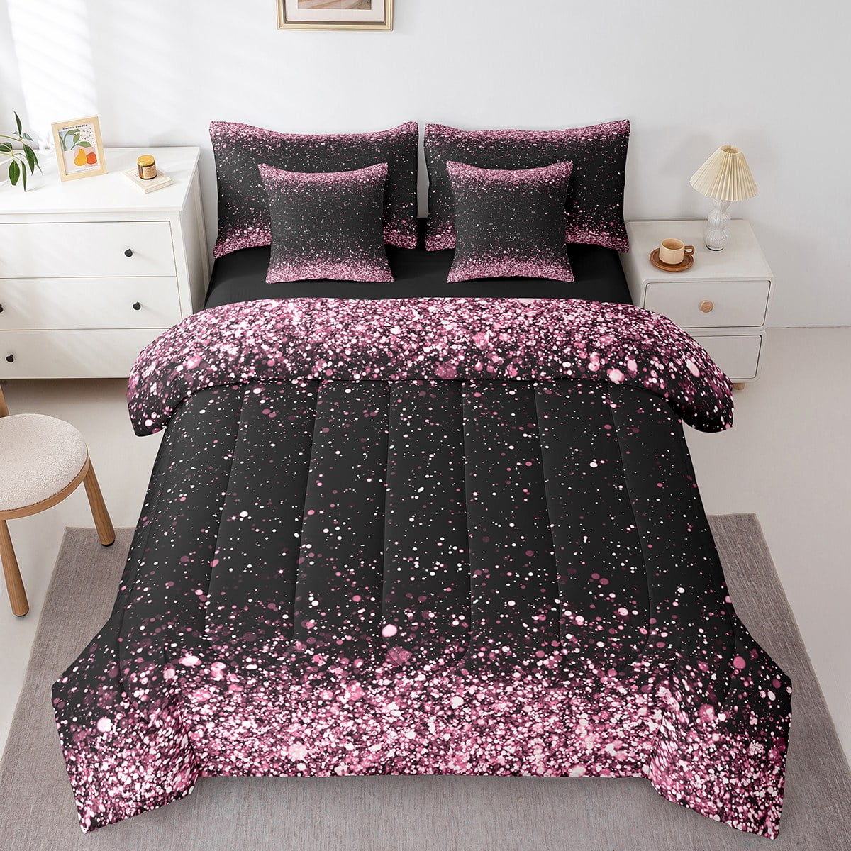 Erosebridal Sequin Print Bedding Sets King Size,Sparkle Glitter Bed in ...