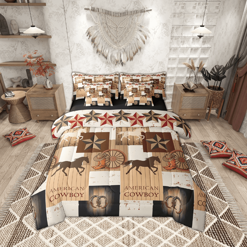 Erosebridal American Cowboy Bedding Sets Twin Size, Rustic Farmhouse ...
