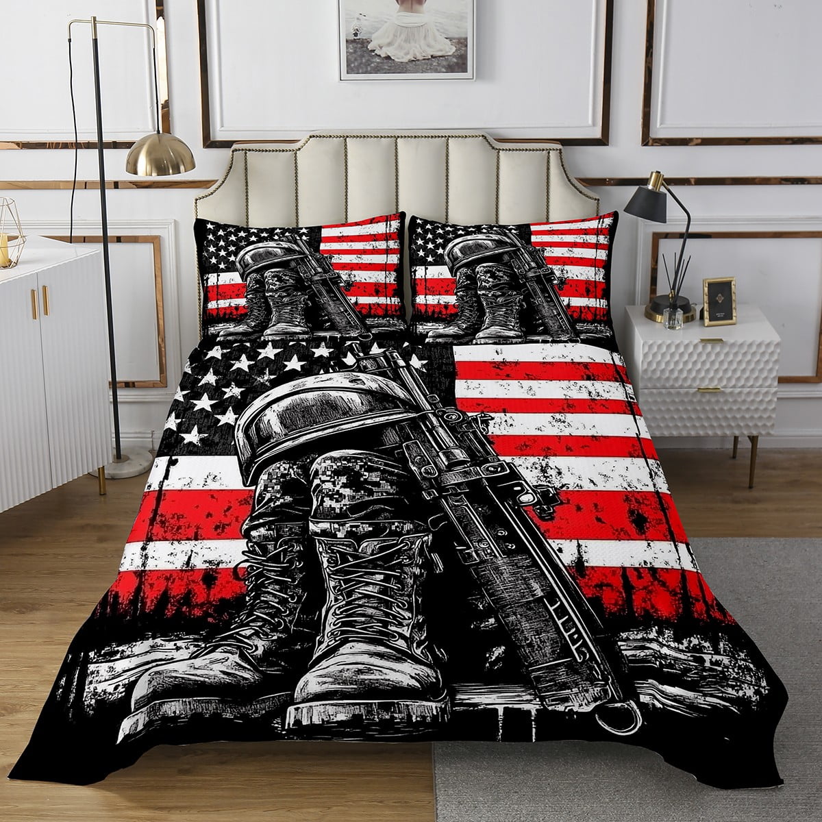 Erosebridal American Flag Bedspread King Size Hunting Coverlet Set ...