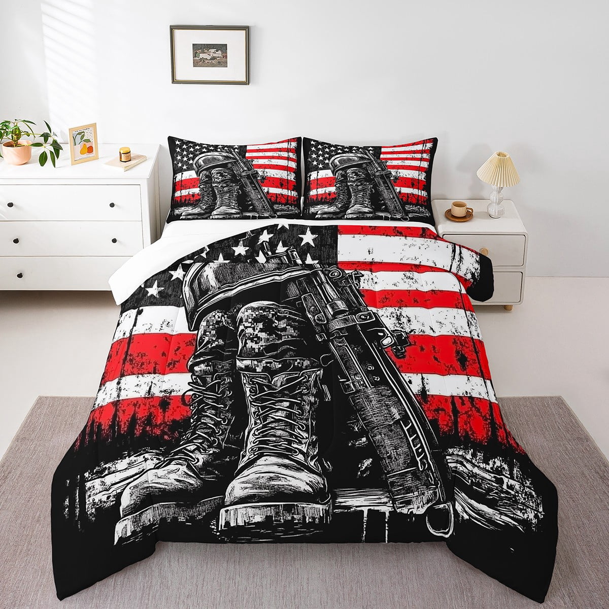 Erosebridal American Flag Comforter Set Twin Size Hunting Bedding Set ...