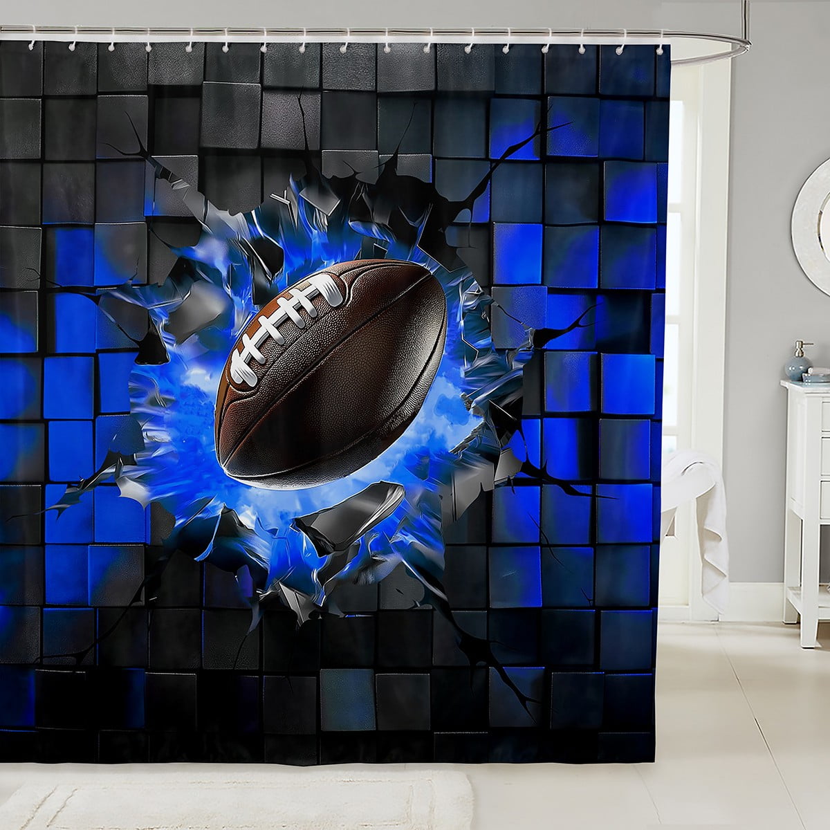 Erosebridal American Football Bathroom Curtain 72x78, Rugby Sports ...