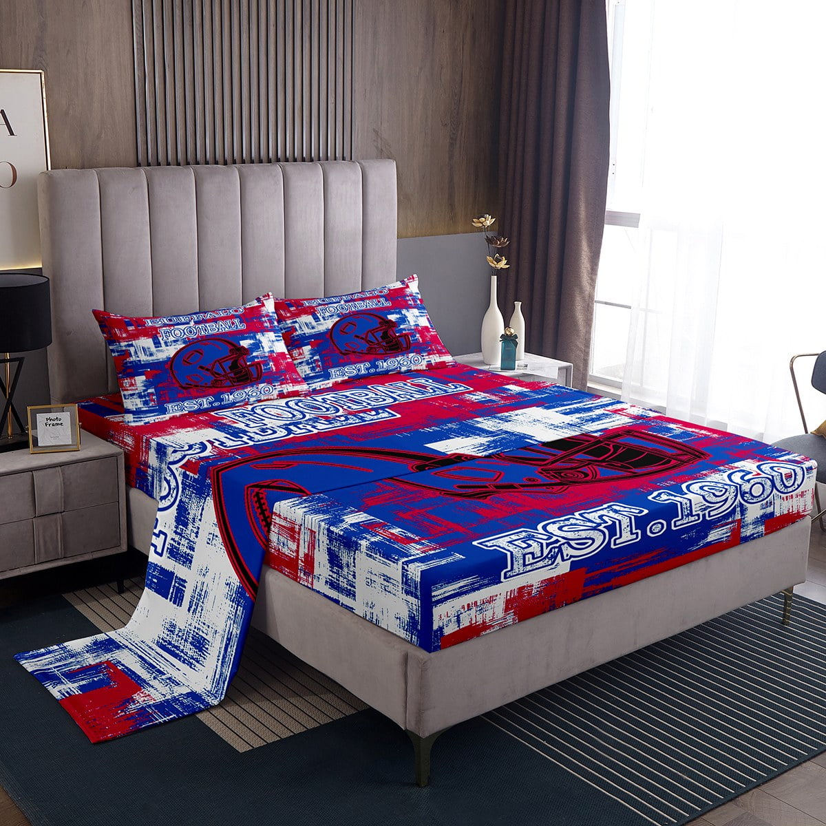 Erosebridal American Football Bed Sheets Set Buffalo Sheet Set Full ...