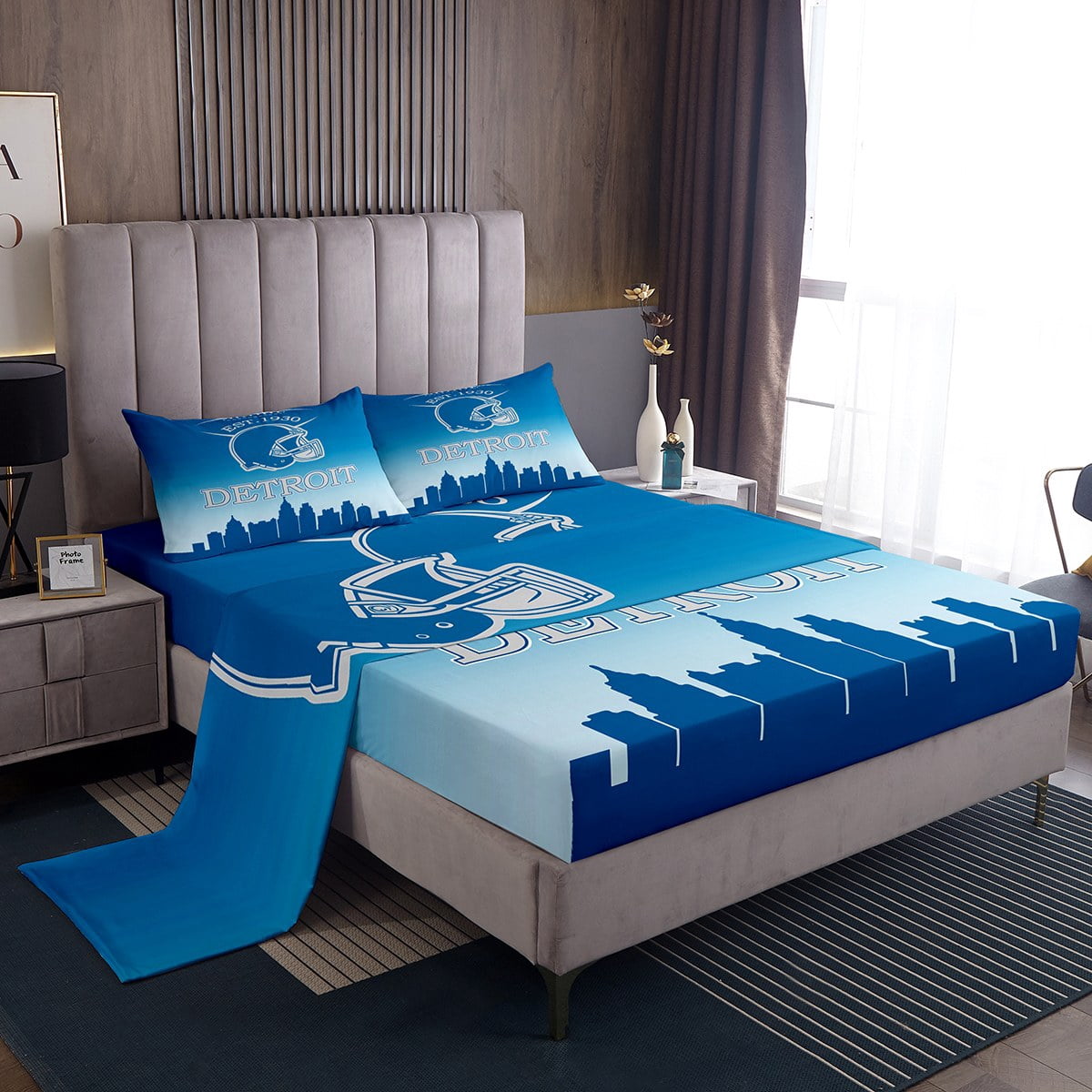 Erosebridal American Football Bed Sheets Set Full Size Detroit Sheet ...