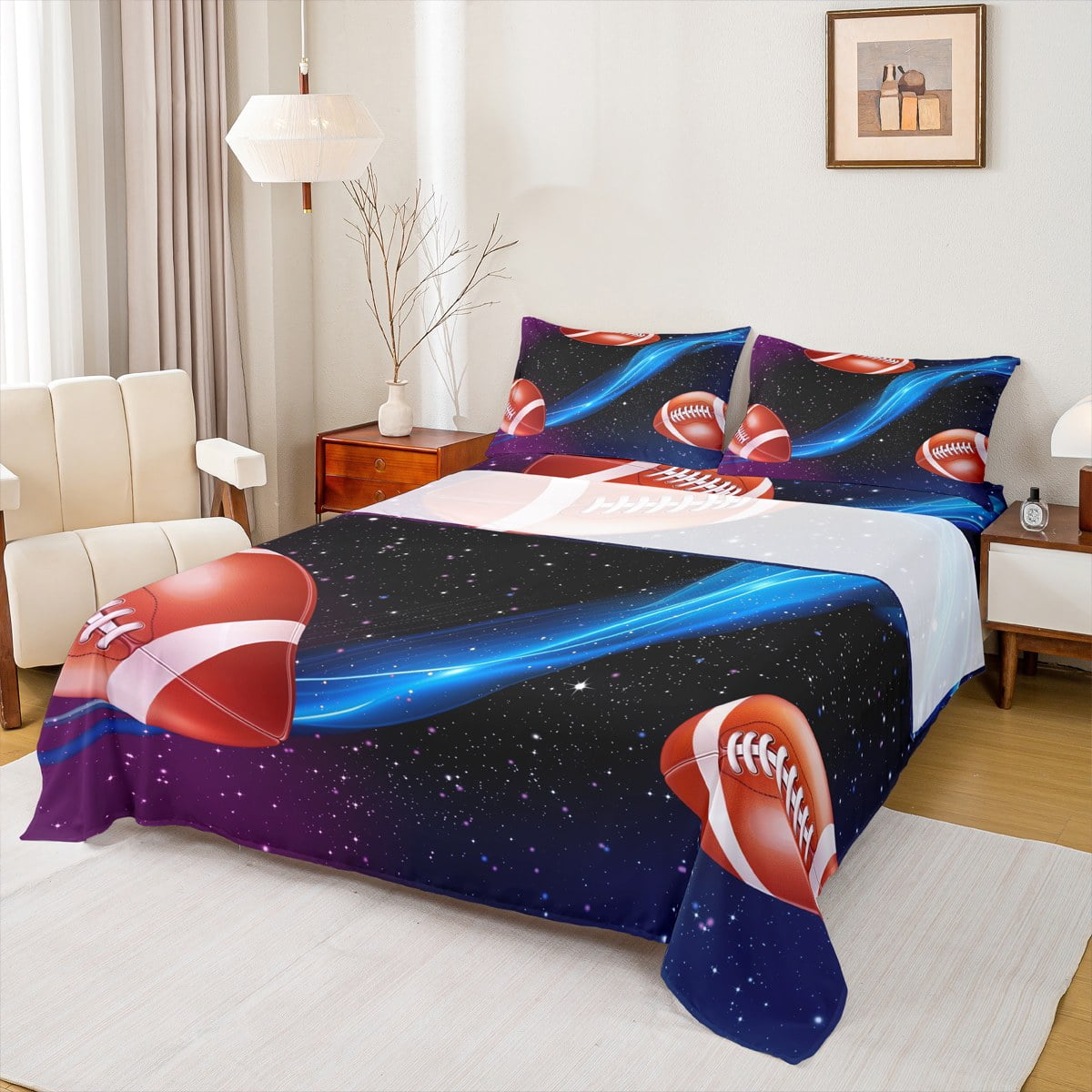 Erosebridal American Football Bed Sheets Set Full Size,Rugby Sports ...