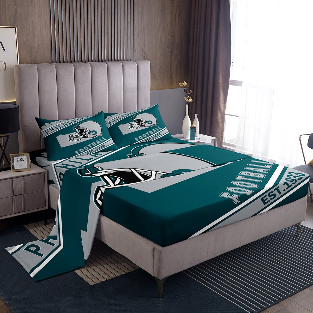 Erosebridal American Football Bed Sheets Set Full Size, Soccer Sports ...