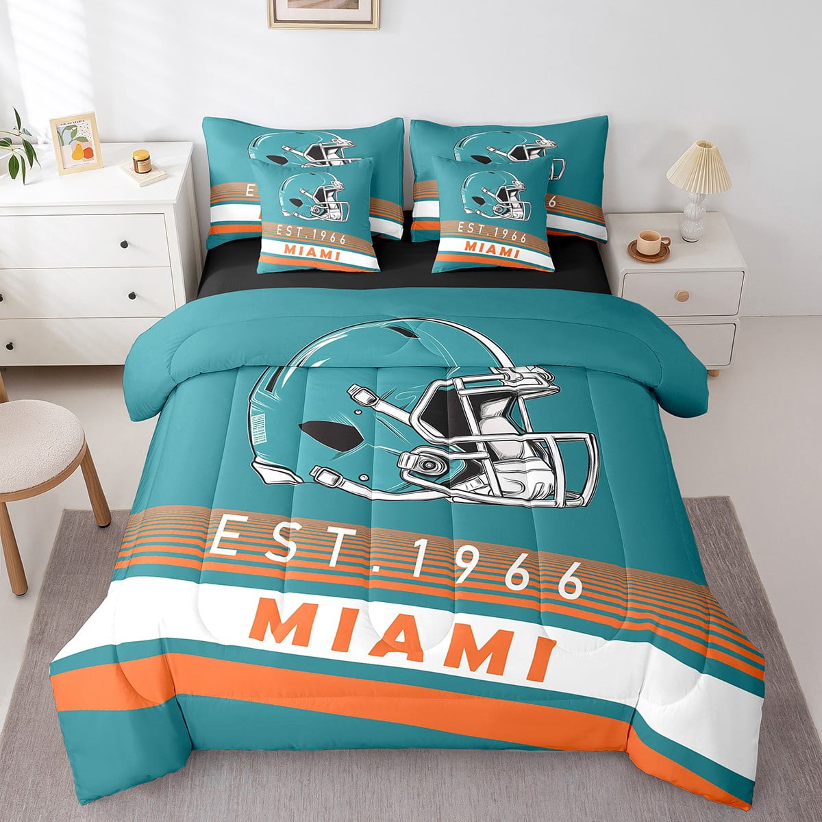 Erosebridal American Football City Bedding Full Size,Miami Print ...