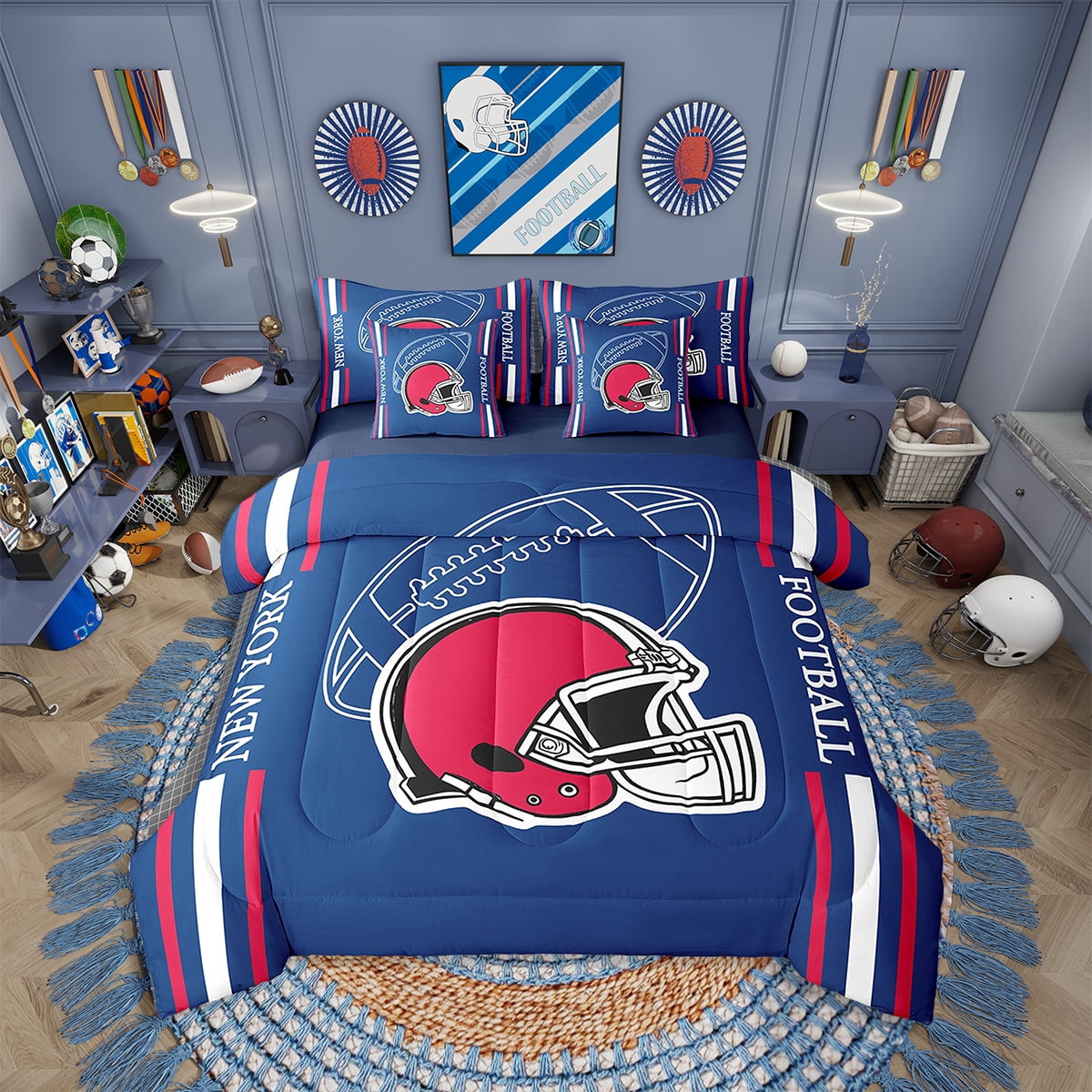 Erosebridal American Football Comforter Set Twin 7 Pieces Rugby Games ...