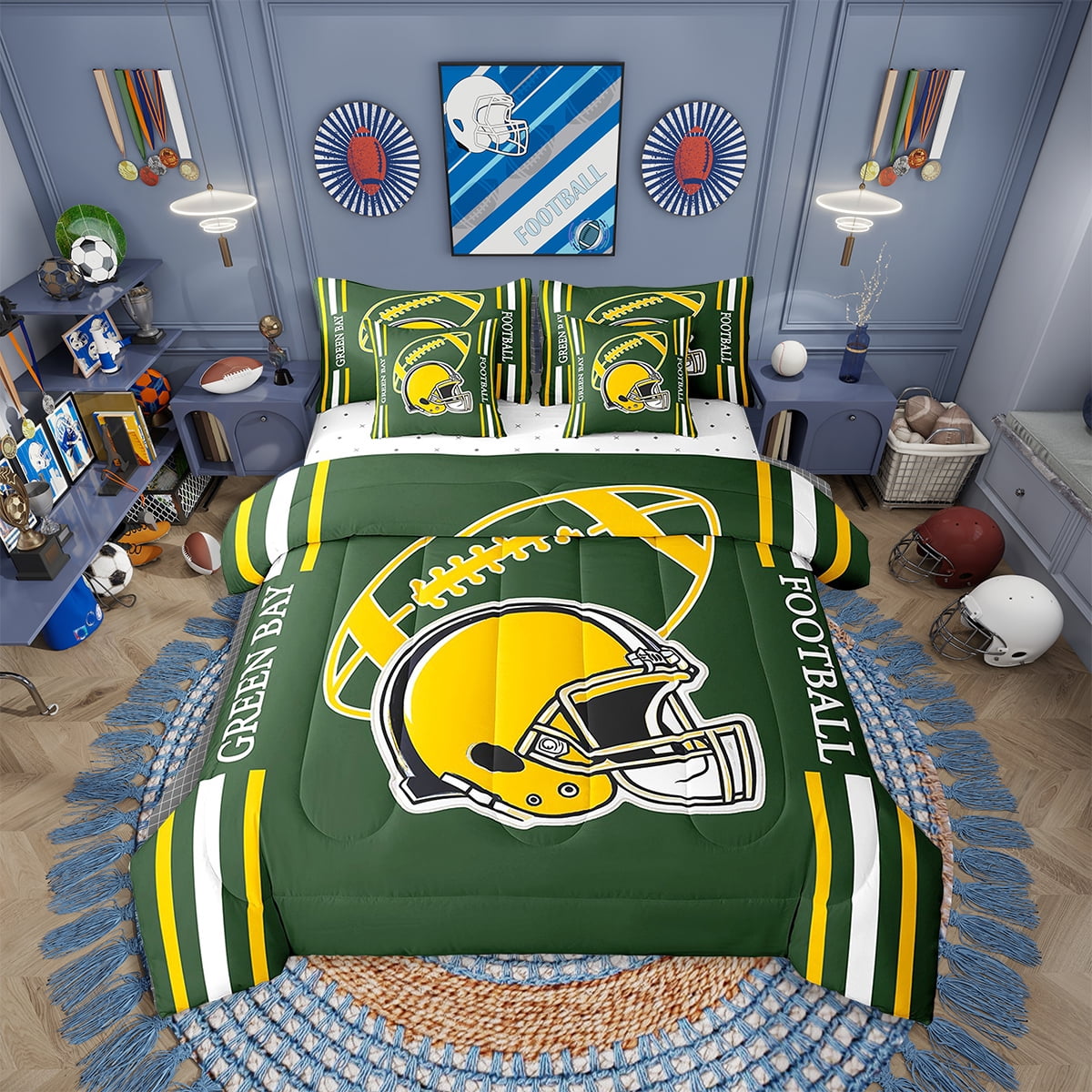 Erosebridal American Football Comforter Set Twin 7 Pieces Rugby Games ...