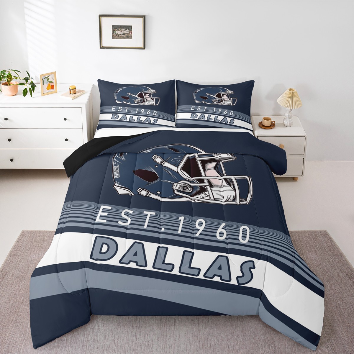 Erosebridal American Football Helmet Bedding King Comforter Set,Dallas ...