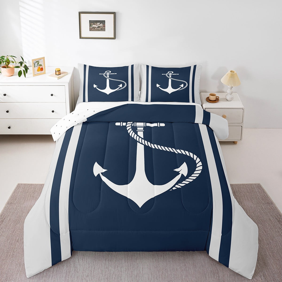 Erosebridal Anchor Bedding Twin Comforter Set,Nautical Theme Down ...