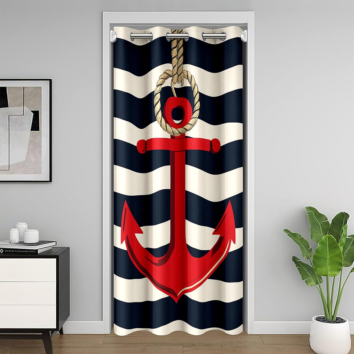 Erosebridal Anchor Decor Doorway Curtain Privacy 1 Panel,52"x84" Ocean ...