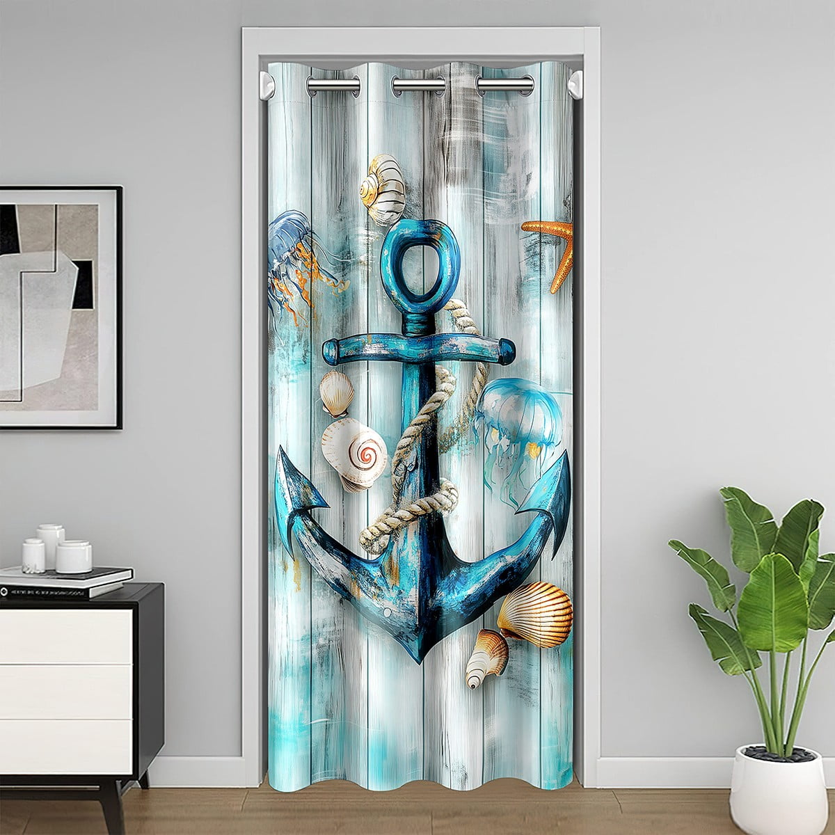 Erosebridal Anchor Door Curtain Panel 34x80 for Teens, Kawaii Sealife ...