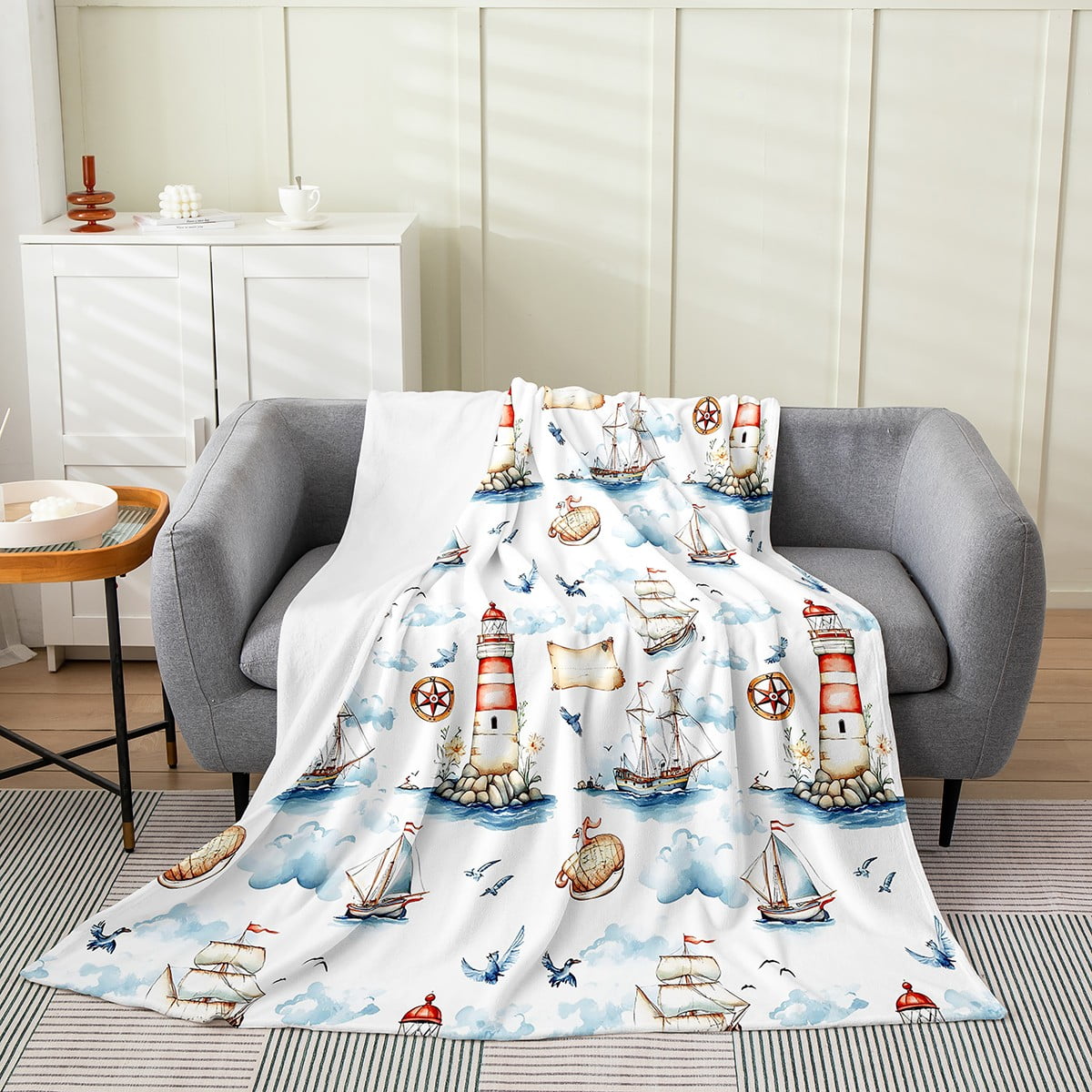 Erosebridal Anchor Flannel Fleece Blanket Throw 50"x60" Ocean Plush ...