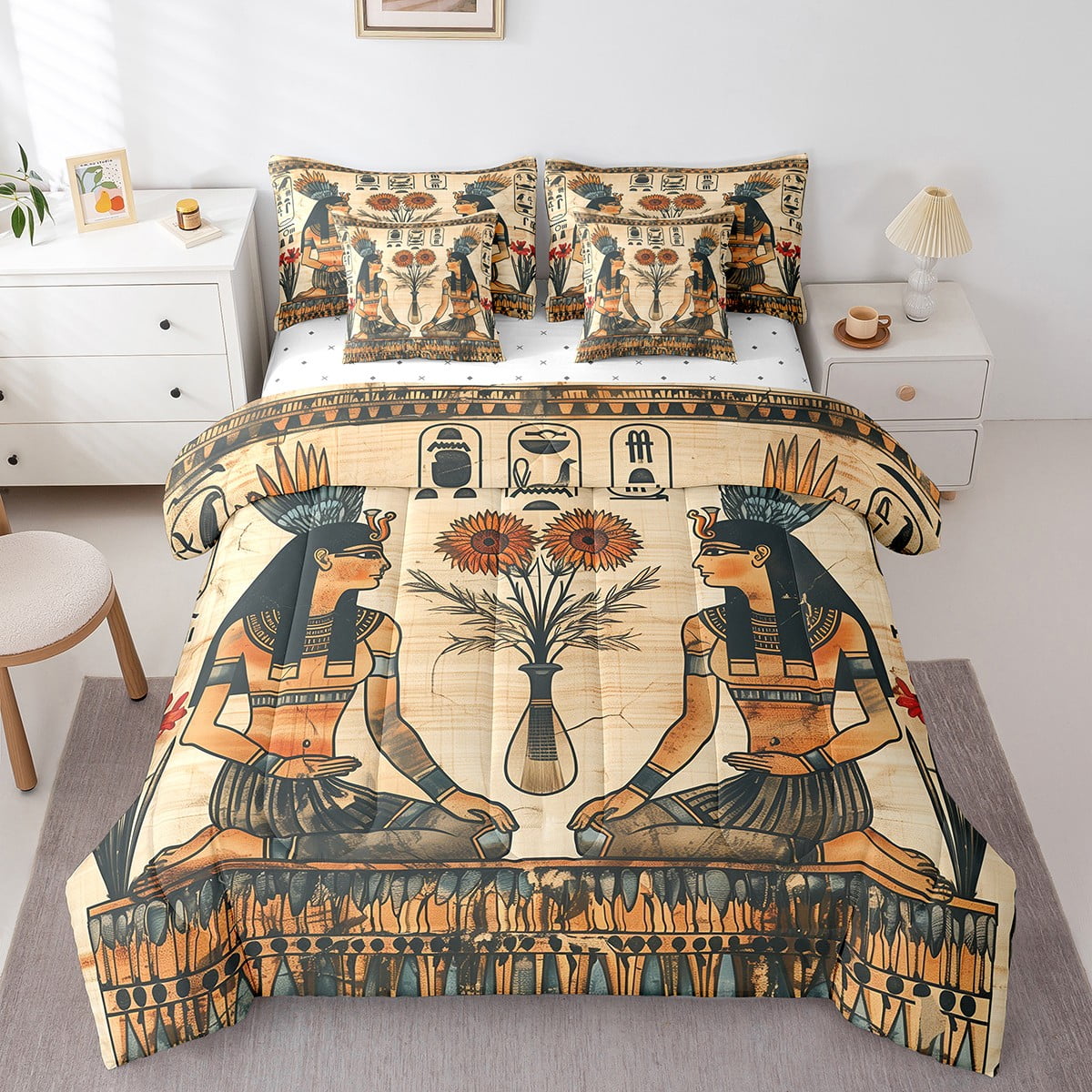 Erosebridal Ancient Egypt Civilization Pharaoh Bed in a Bag Queen Size ...