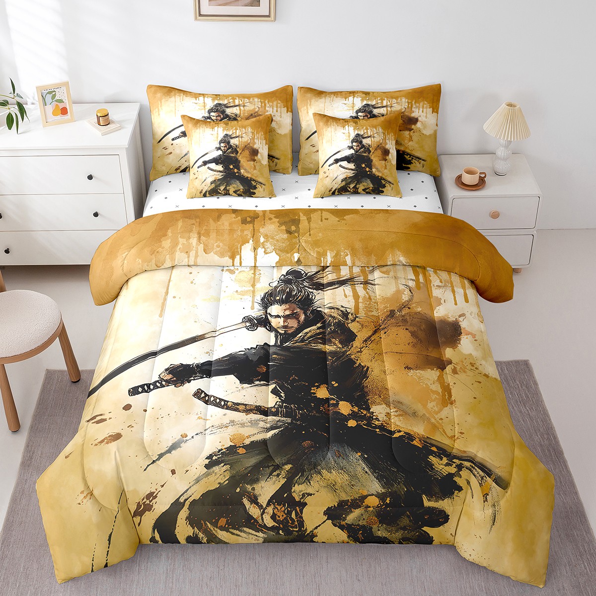 Erosebridal Ancient Samurai Bedding Sets Queen Size, Japanese Style ...