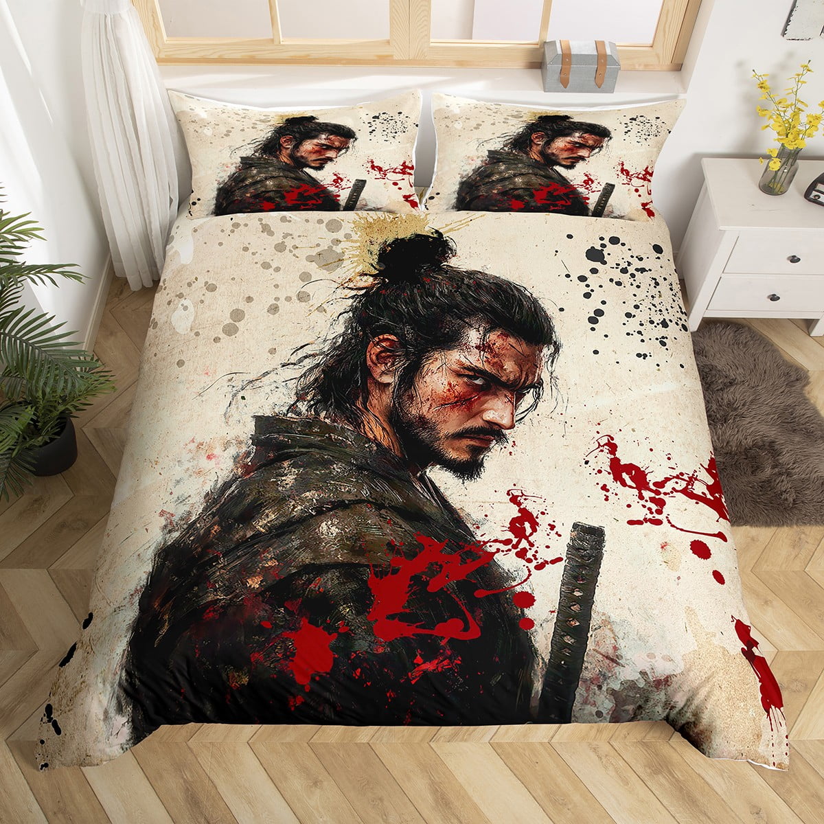 Erosebridal Ancient Samurai Comforter Cover Full, Japanese Style ...