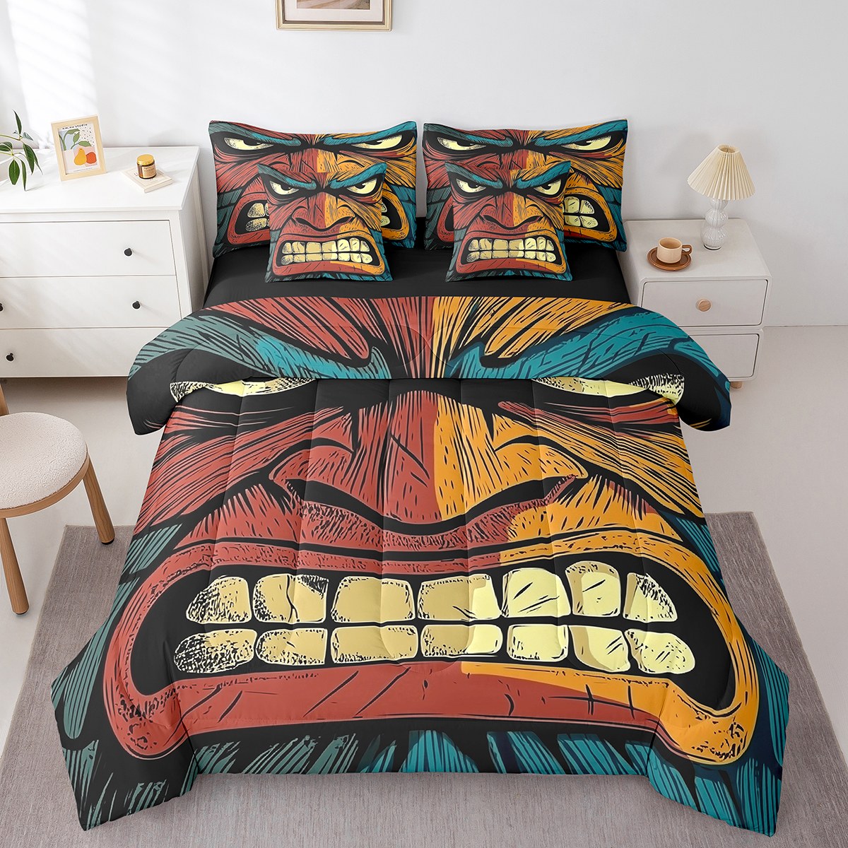 Erosebridal Angry Hawaiian Bed in a Bag King size, Folk Culture Bed Set ...
