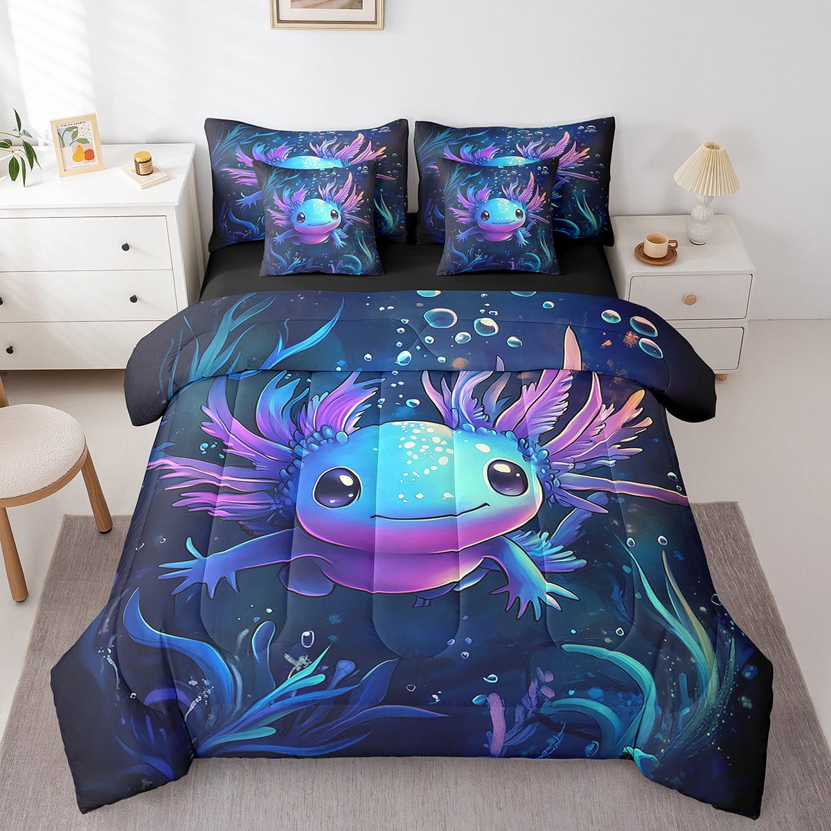 Erosebridal Animal Axolotl Bedding Queen Size,Ocean Wildlife Comforter Sets with Sheets ...