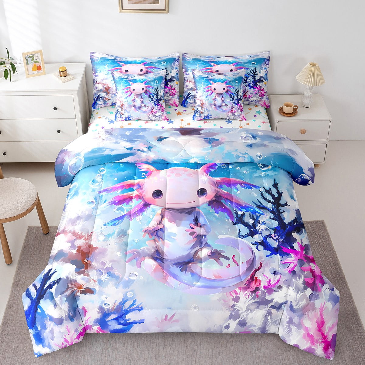 Erosebridal Animal Axolotl Bedding Sets King Size,Dreamy Princess Bed ...